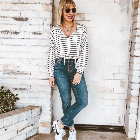 CAbi | Tops | Cabi 5746 Relax Game Day Striped Sweatshirt Spring 220 ...